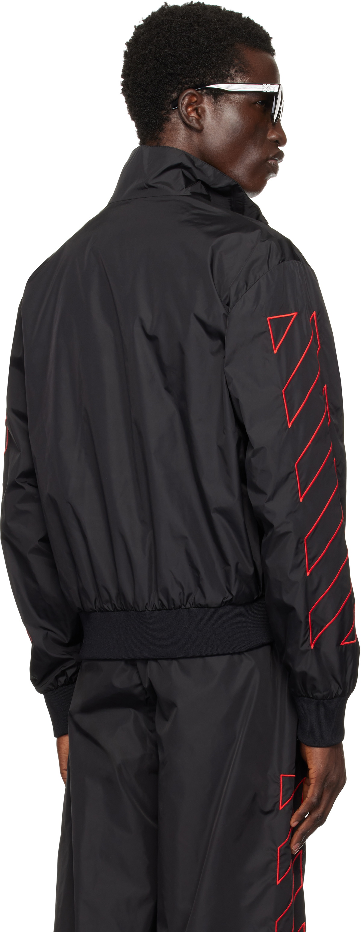 Off-White Black Outl Diag Nyl Jacket Off-White