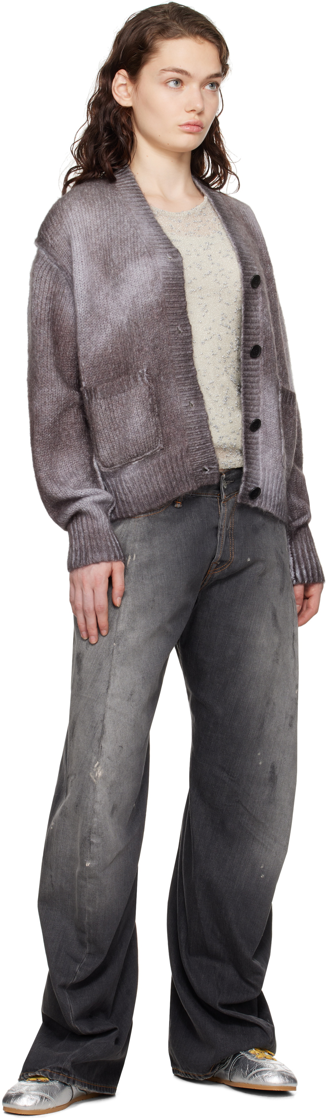 Acne Studios Gray Sprayed Finish Cardigan Acne Studios
