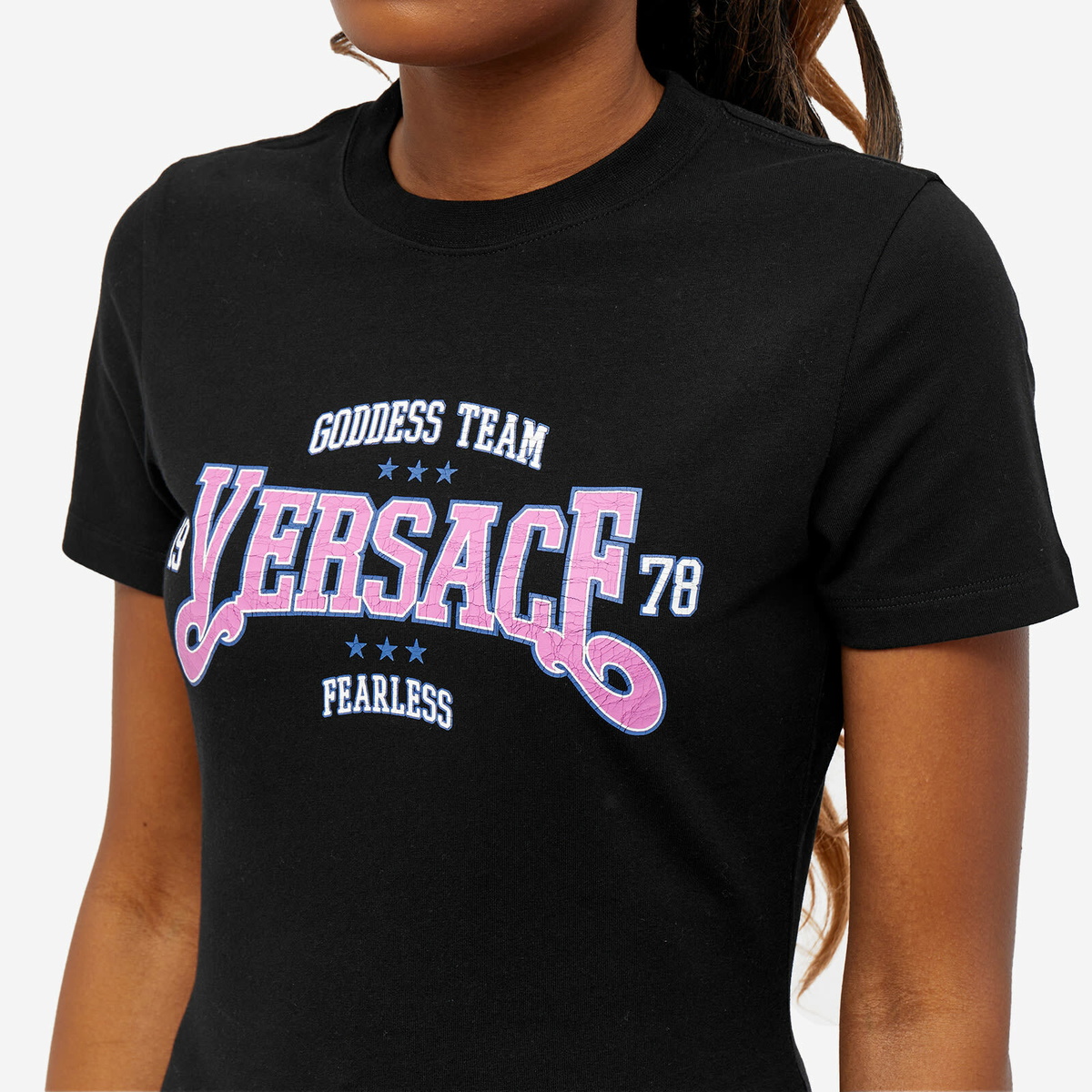 Versace Women's Fitted Logo T-Shirt in Multi Versace