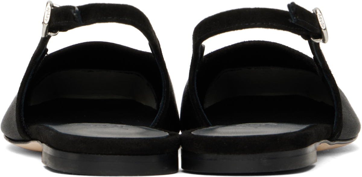 Aeyde Black Geraldine Satin Toe-Cap Ballerina Flats Aeyde