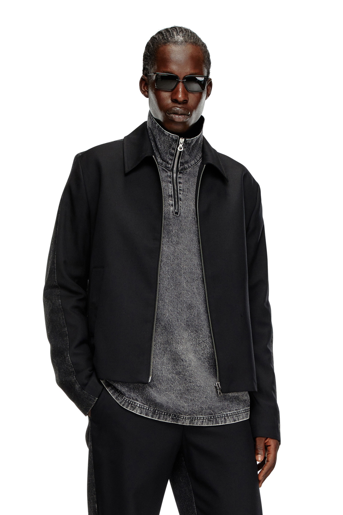 Diesel Blouson jacket in wool blend and denim - Jackets Mens in Black ...