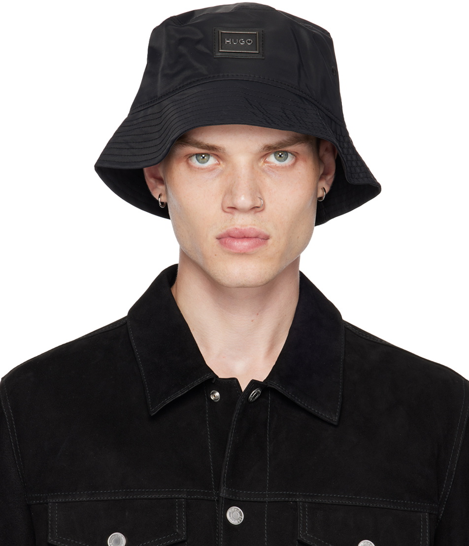 Hugo Black Framed Logo Bucket Hat Hugo Boss