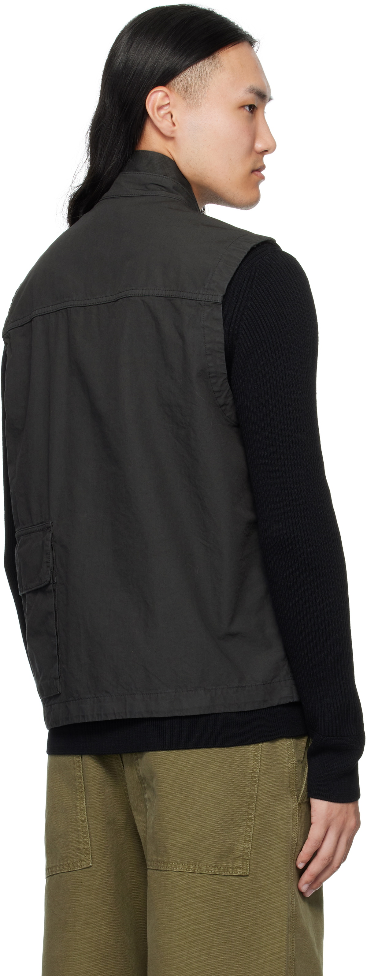 Stone Island Black G100001 Canvas Weave Cotton Vest Stone Island