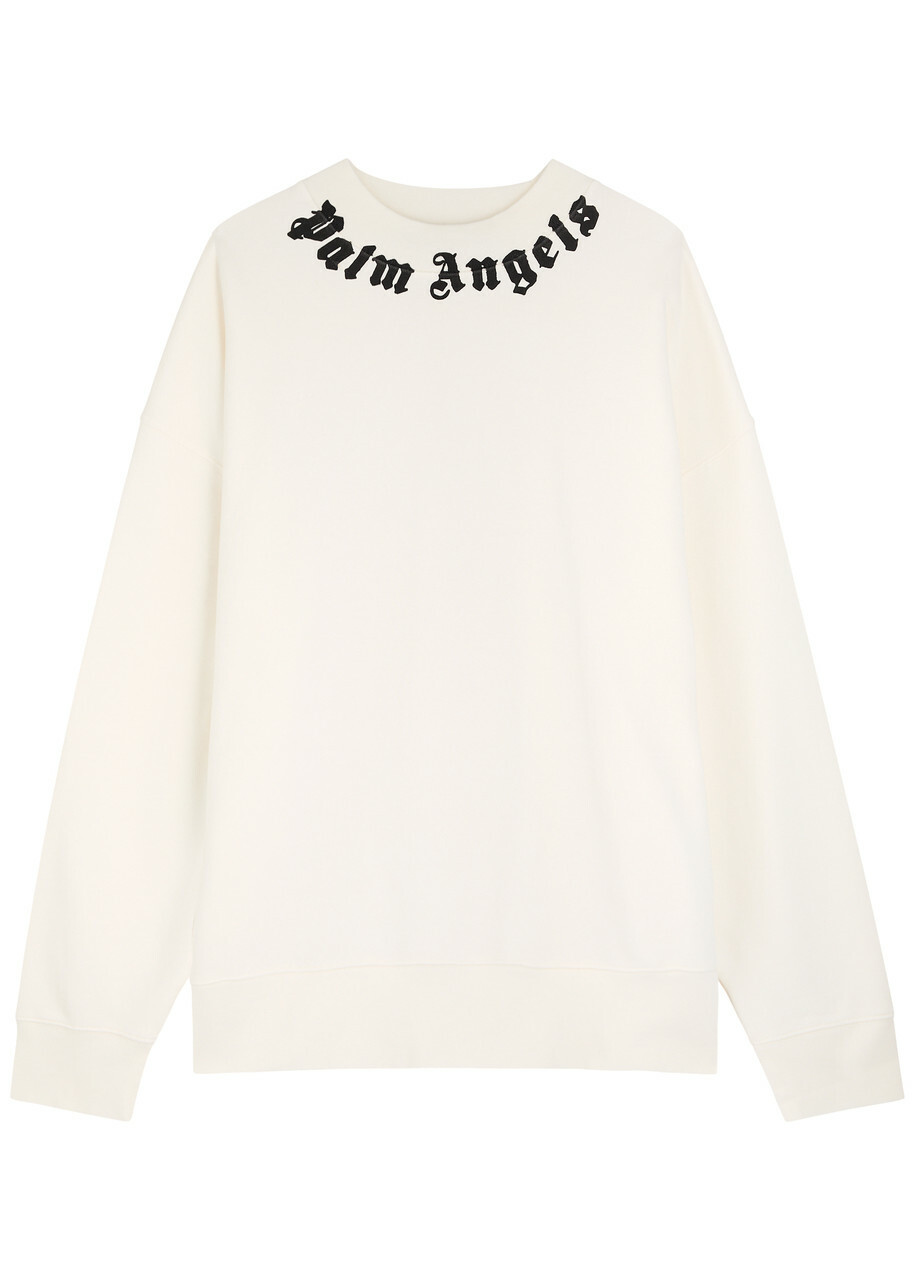Palm Angels Logo-print Cotton Sweatshirt Off White Palm Angels