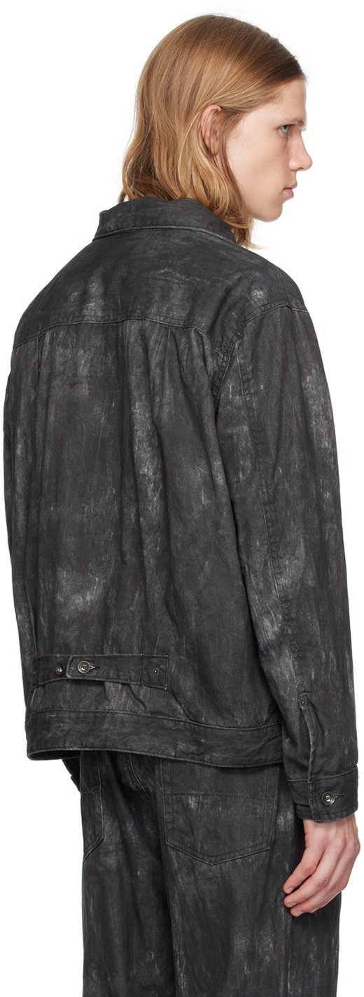 Engineered Garments Black Distressed Print Denim Jacket Engineered Garments