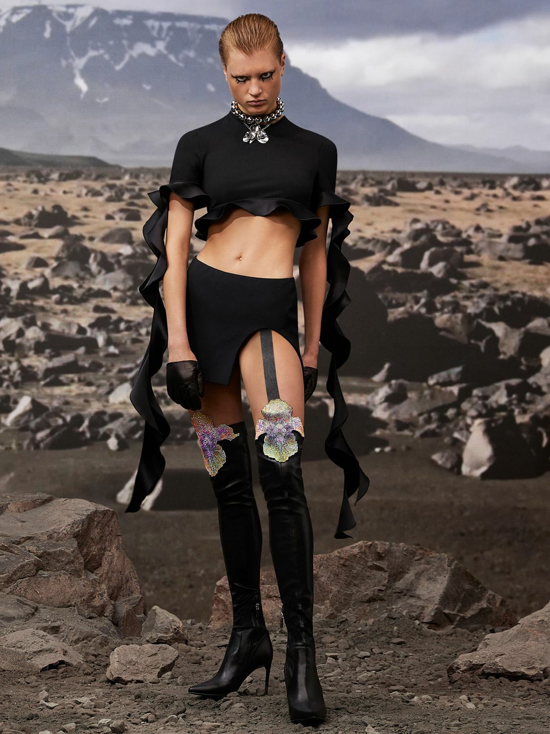 DAVID KOMA Arch Cut Cady Mini Skirt David Koma