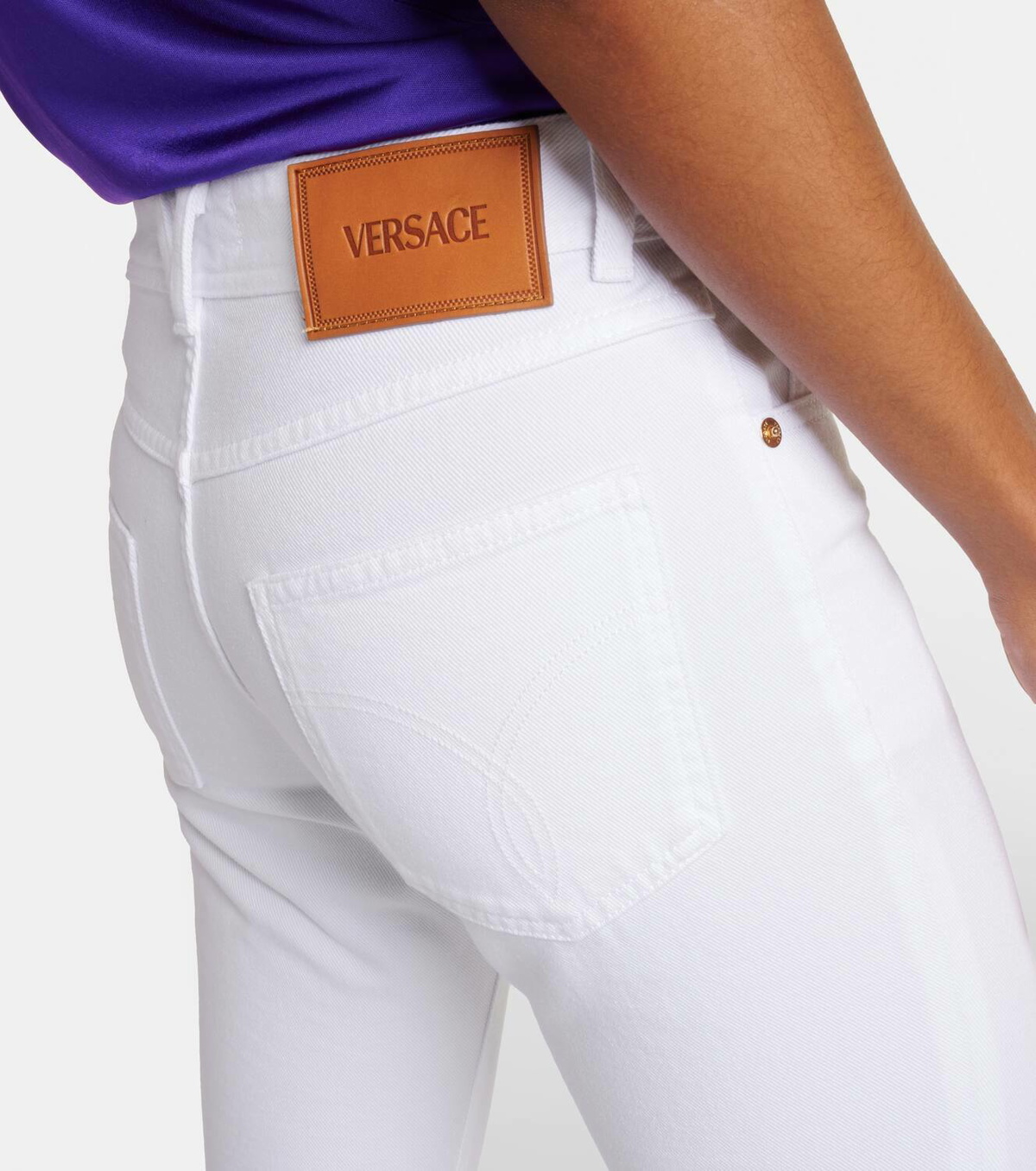 Versace Embellished mid-rise flared jeans Versace