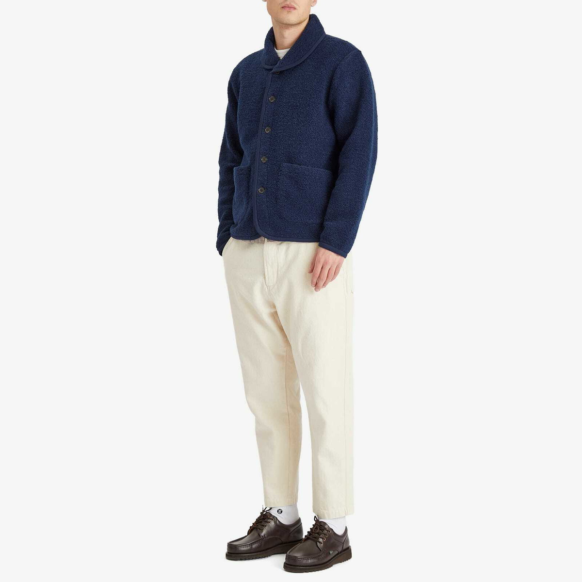 Universal Works Men's Boucle Alvar Fleece Lancaster Jacket in Navy ...