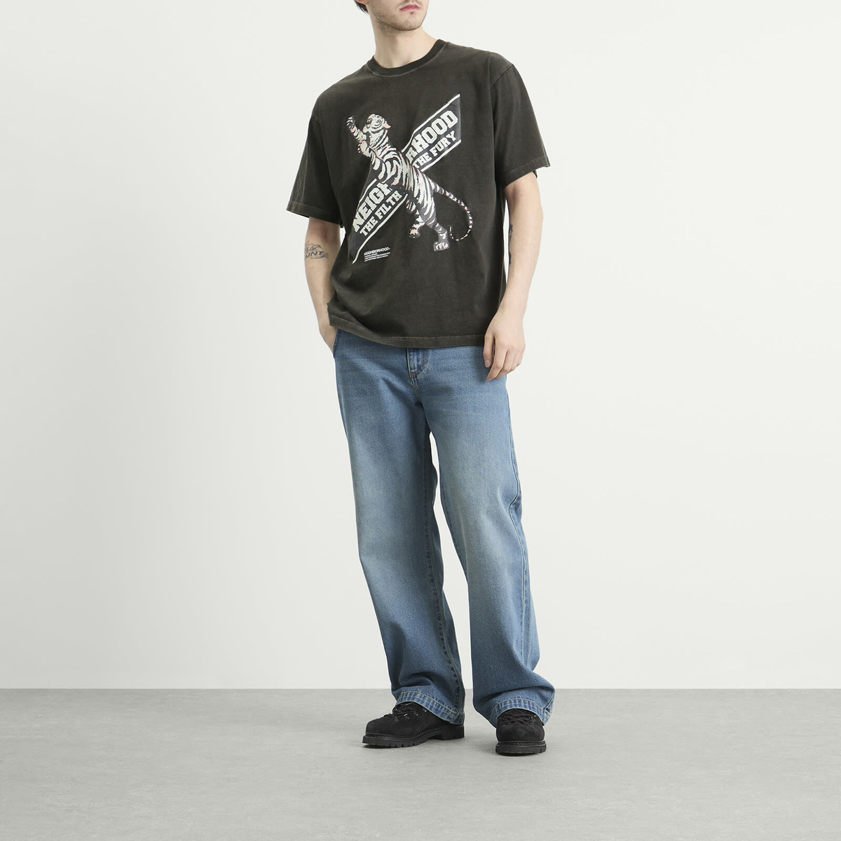 Neighborhood Men's SS-17 Tiger T-Shirt in Black Neighborhood