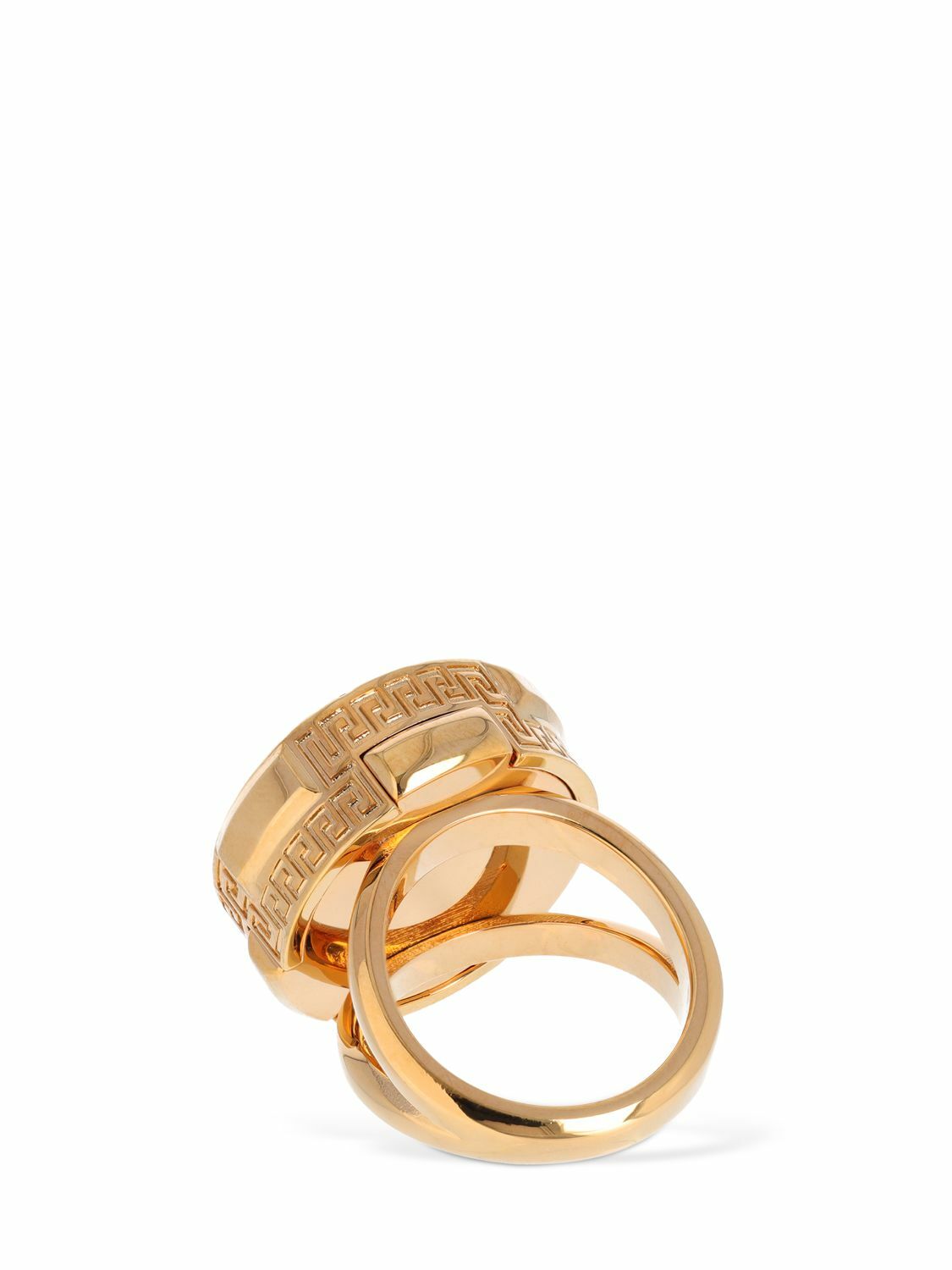 VERSACE - Greca Motif & Logo Crystal Ring Versace