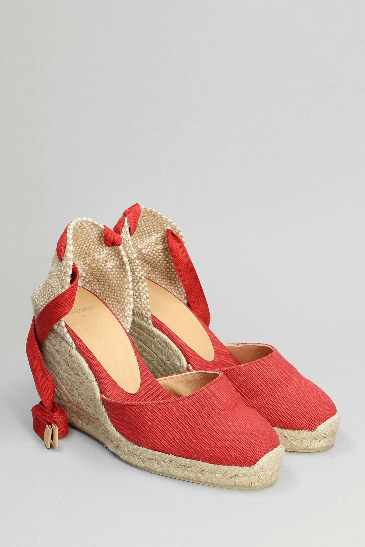 Castañer Carina-8-002 Wedges In Red Canvas Castaner