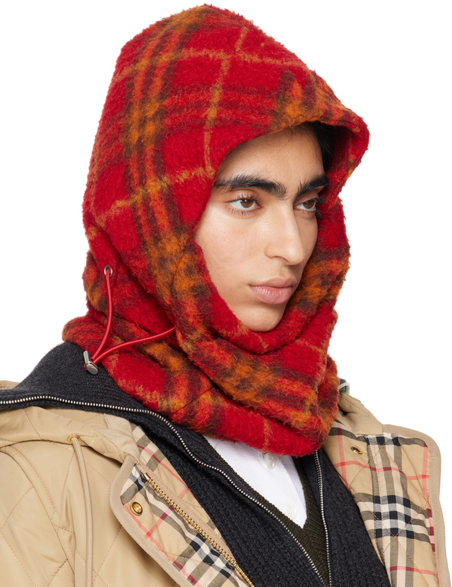 Burberry Red Check Fleece Balaclava Burberry