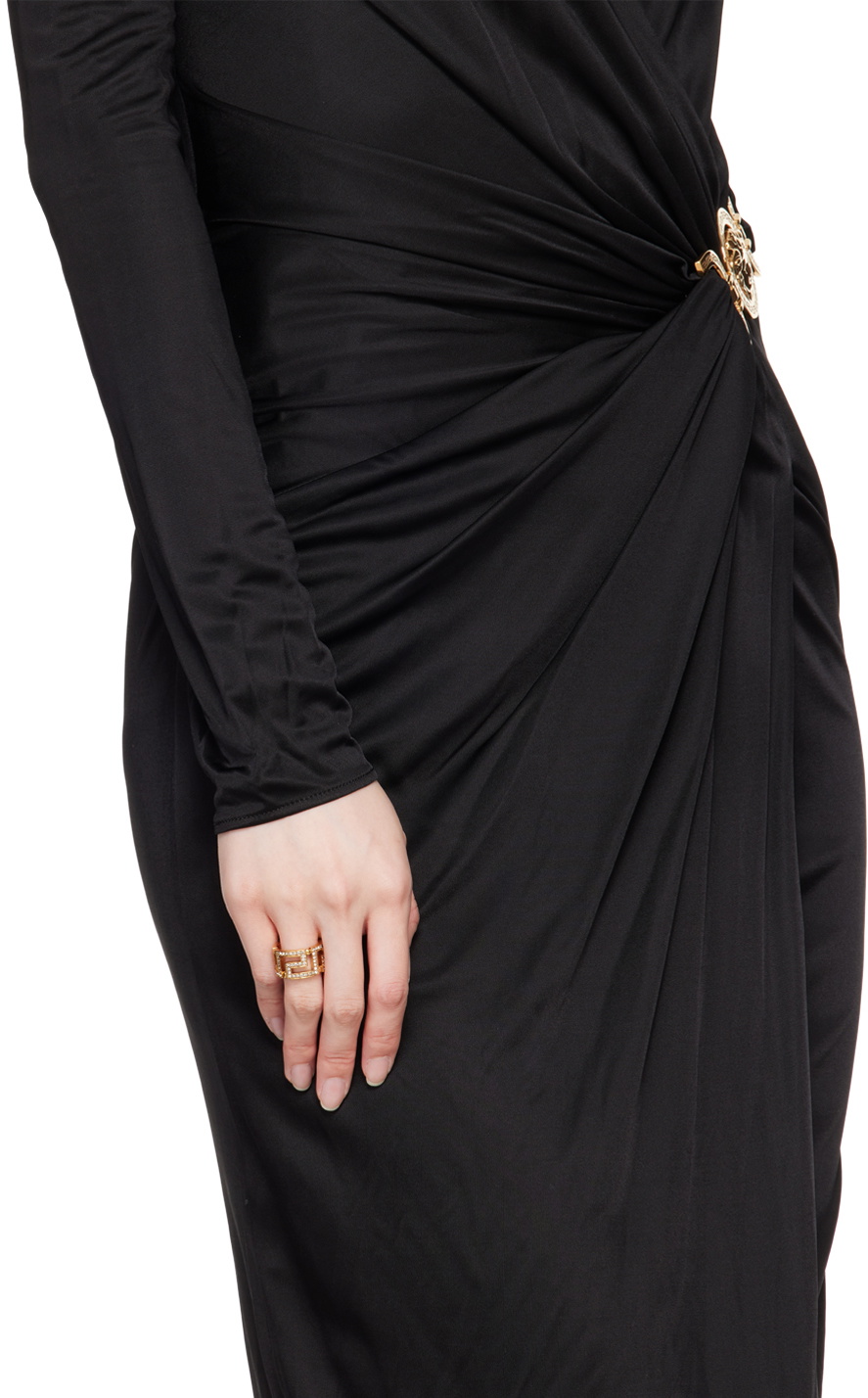 Versace Gold Crystal Medusa Greca Ring Versace