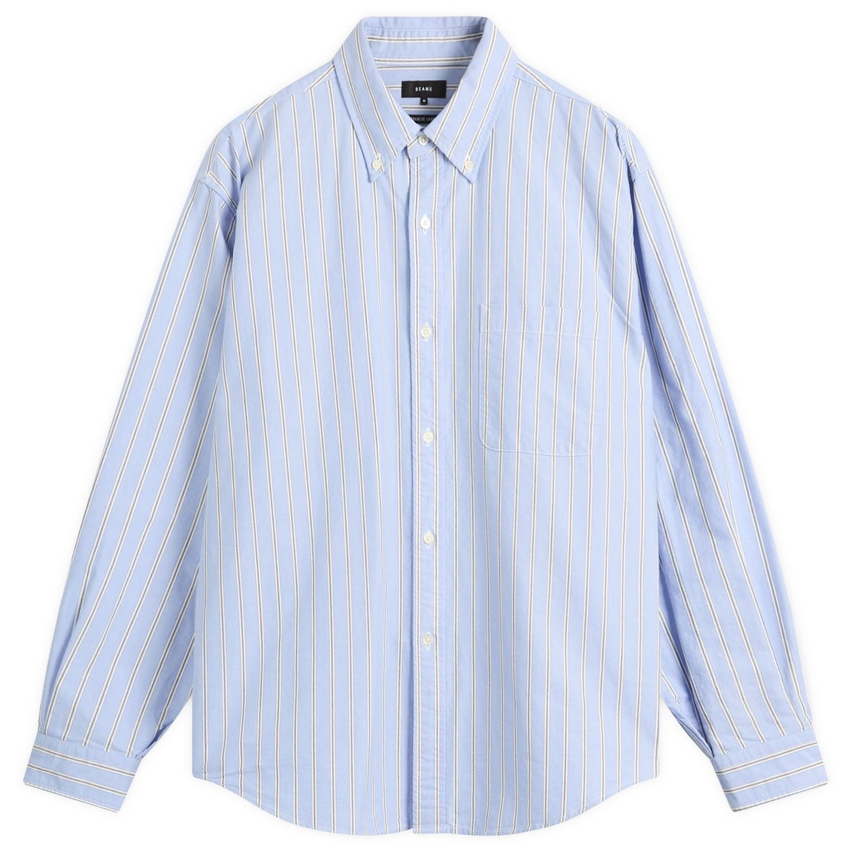 BEAMS Men's Heavy Oxford Button Down Shirt in Sax Stripe Beams Boy