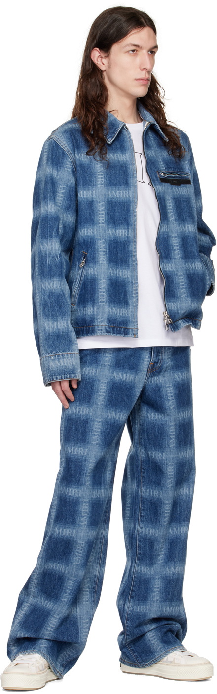 AMIRI Blue Plaid Workman Denim Jacket Amiri