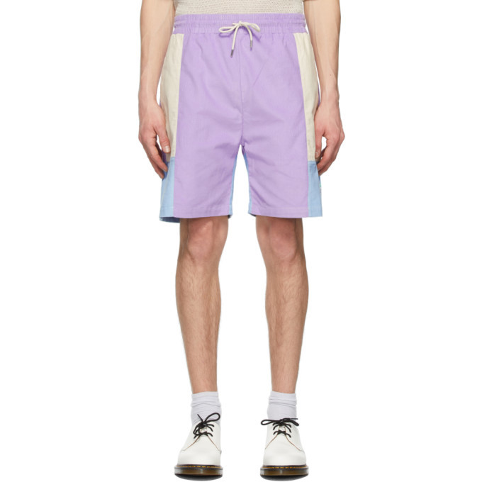Drole De Monsieur Purple Corduroy Paneled Shorts