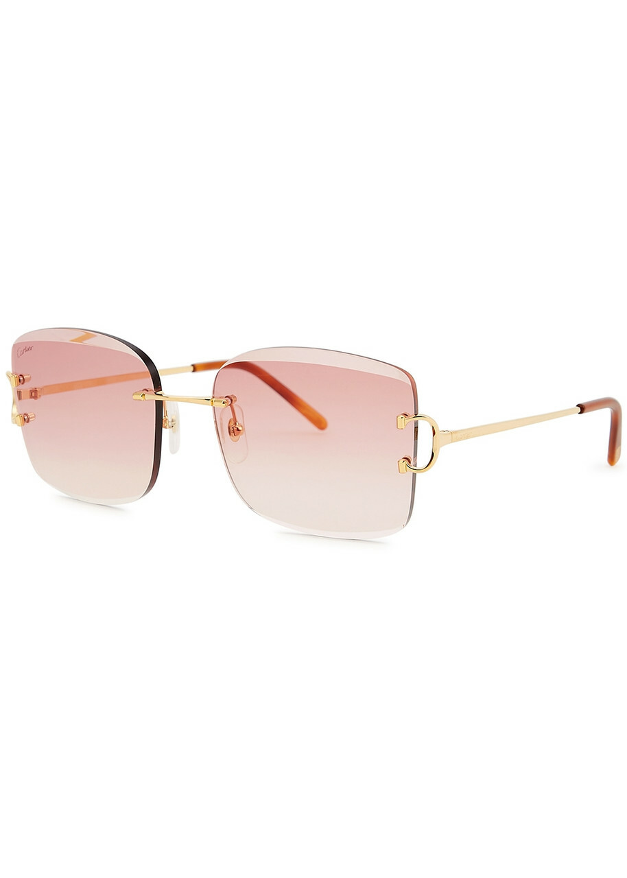 Cartier Signature C De Cartier Rimless Square-frame Sunglasses - Gold ...