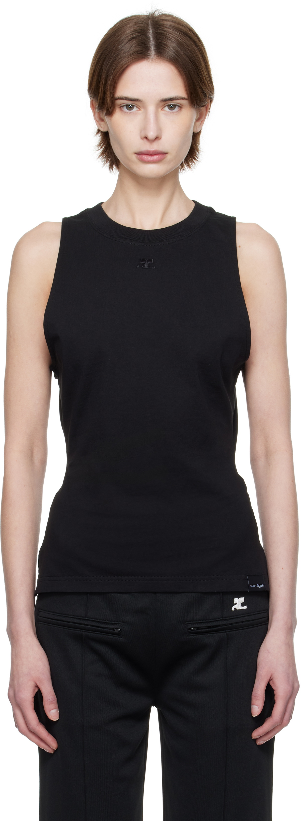 Courrèges Black Fitted Tank Top Courreges