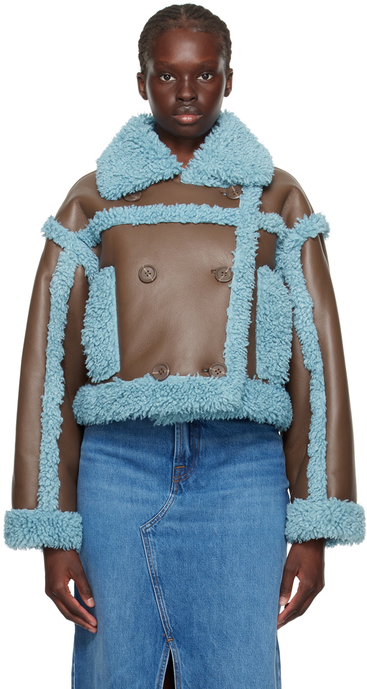 Stand Studio Brown & Blue Kristy Faux-Shearling Jacket Stand Studio