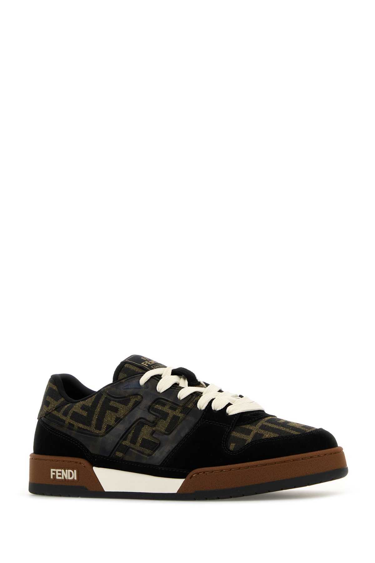 Fendi Embroidered Canvas, Leather And Rubber Match Sneakers Fendi