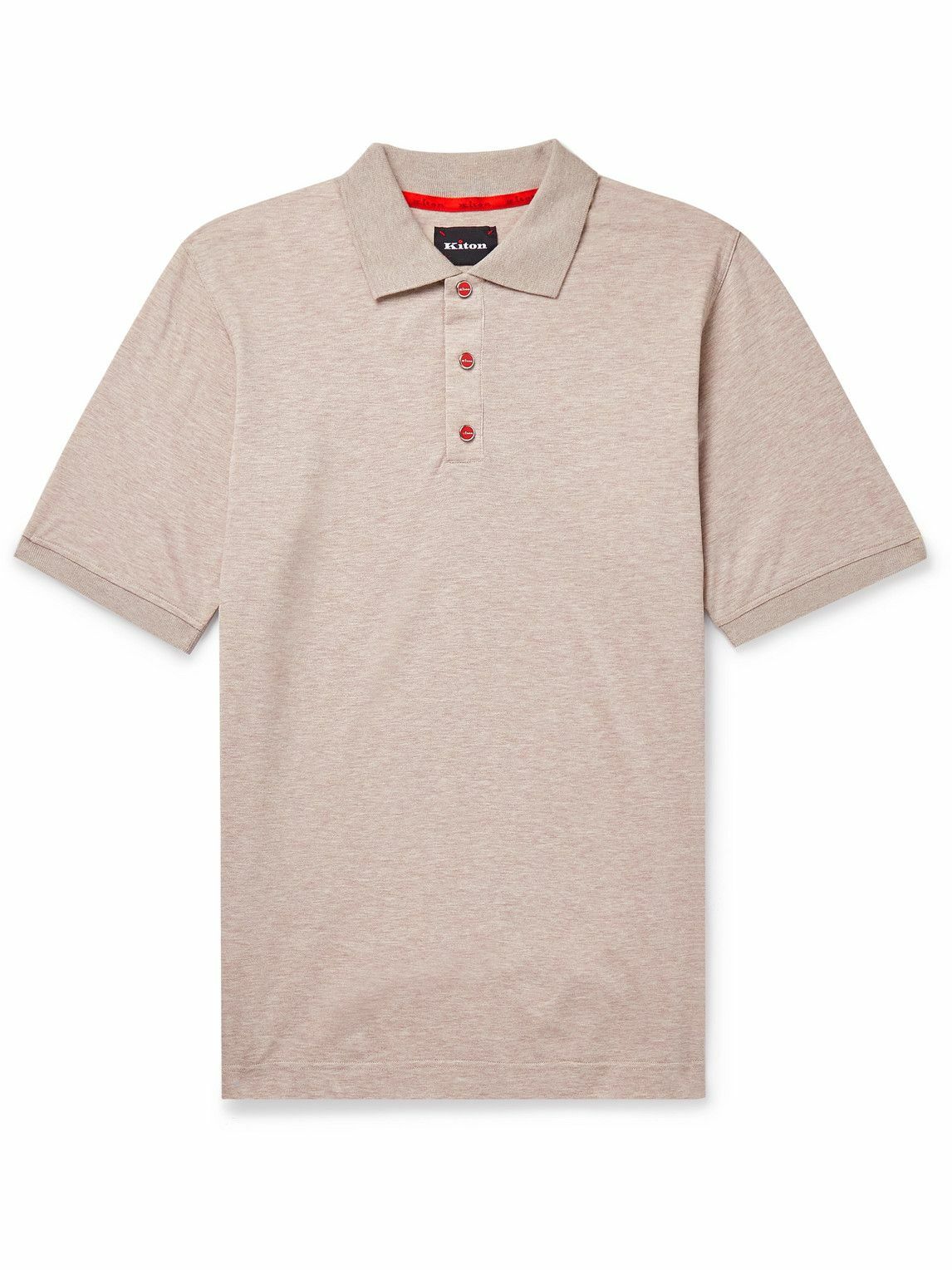 Kiton - Cotton-Piqué Polo Shirt - Neutrals Kiton