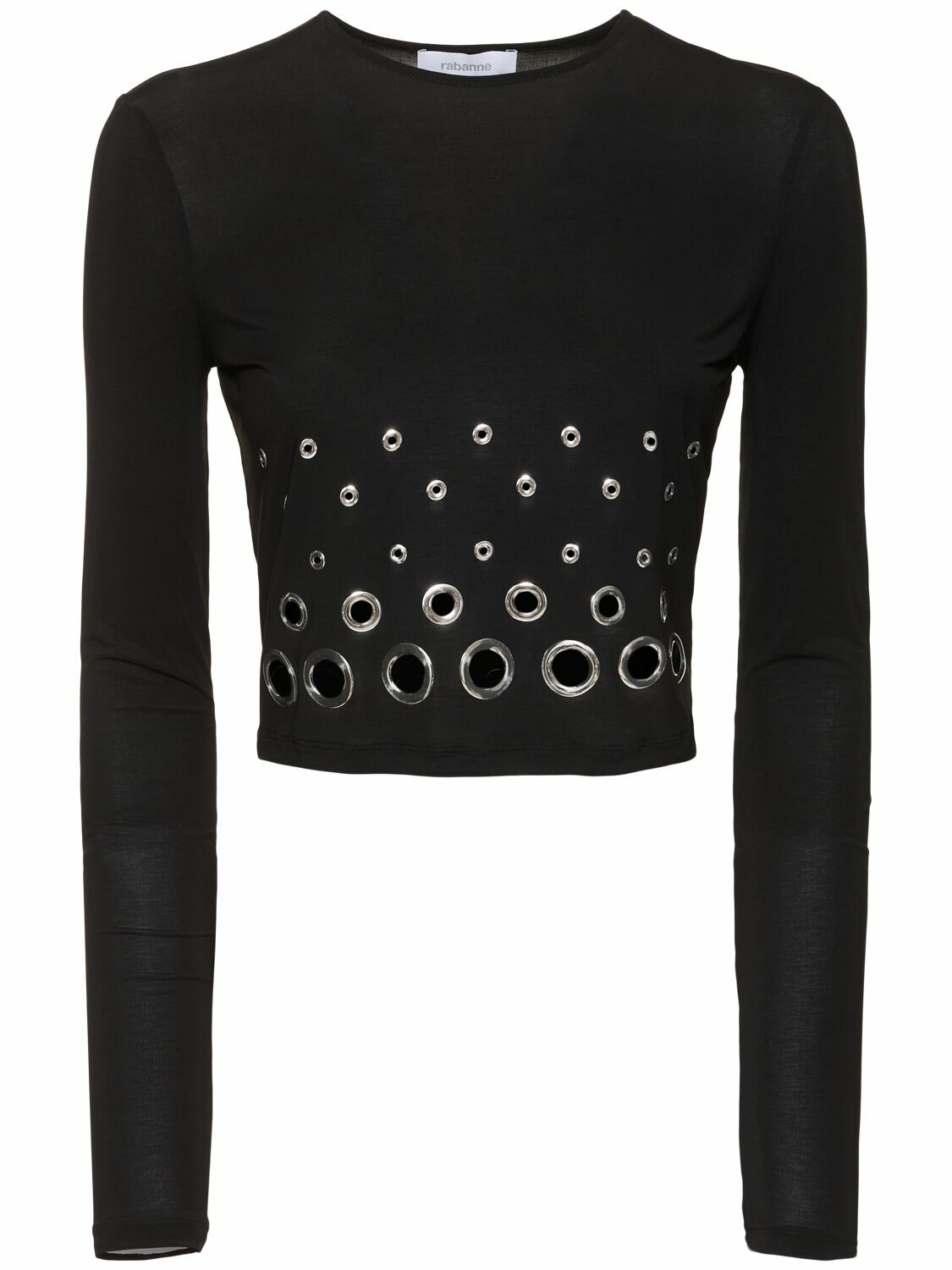 RABANNE Embellished Solid Jersey Second Skin Top Paco Rabanne