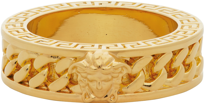 Versace Gold Medusa Head Chain Ring Versace