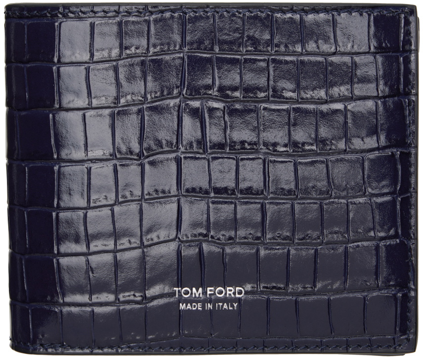 TOM FORD Navy Croc-Embossed Wallet TOM FORD