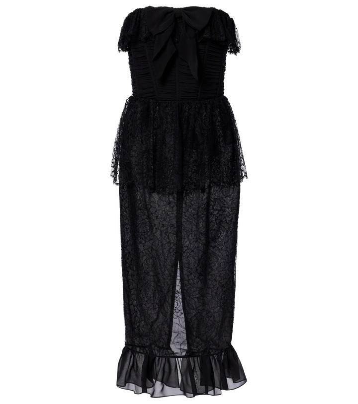 ALESSANDRA RICH - Volant Detail Silk Midi Dress Alessandra Rich