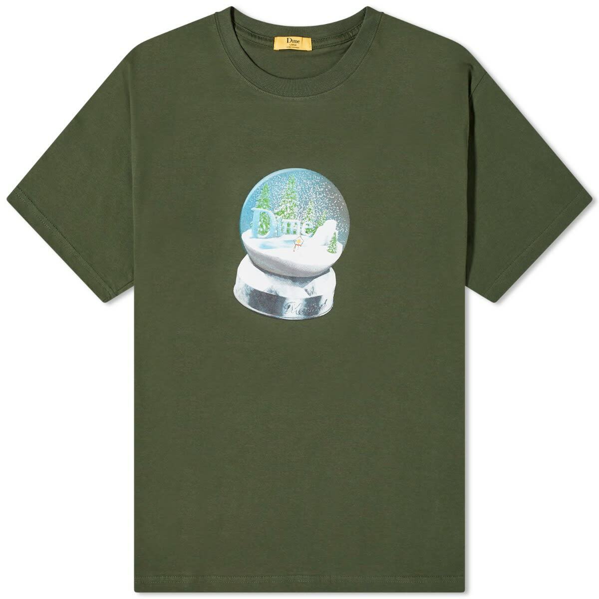 Dime Men's Snow Globe T-Shirt in Forest Green Dime