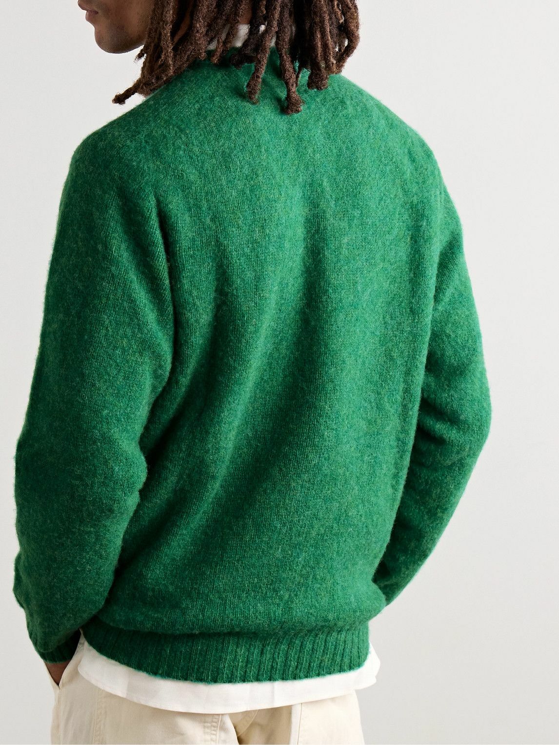 Drake's - Brushed Shetland Wool Sweater - Green Drake's