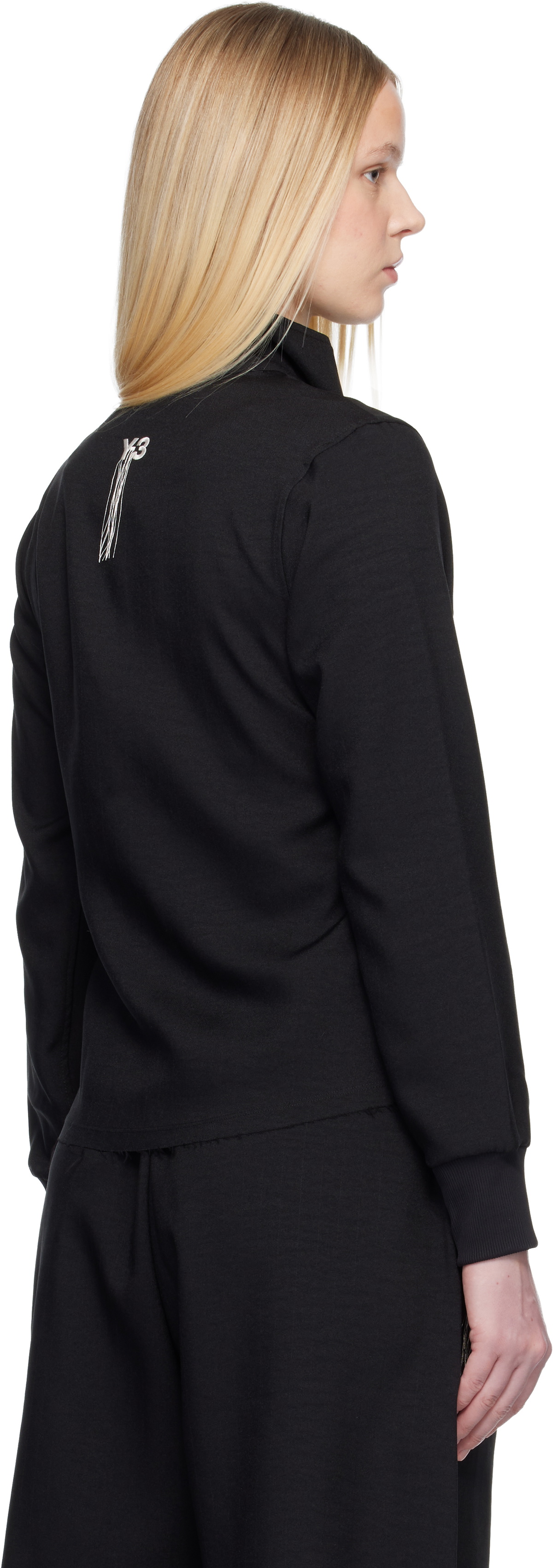 Y-3 Black Sport Uniform Raw Cut 3 Stripes Track Jacket Y-3