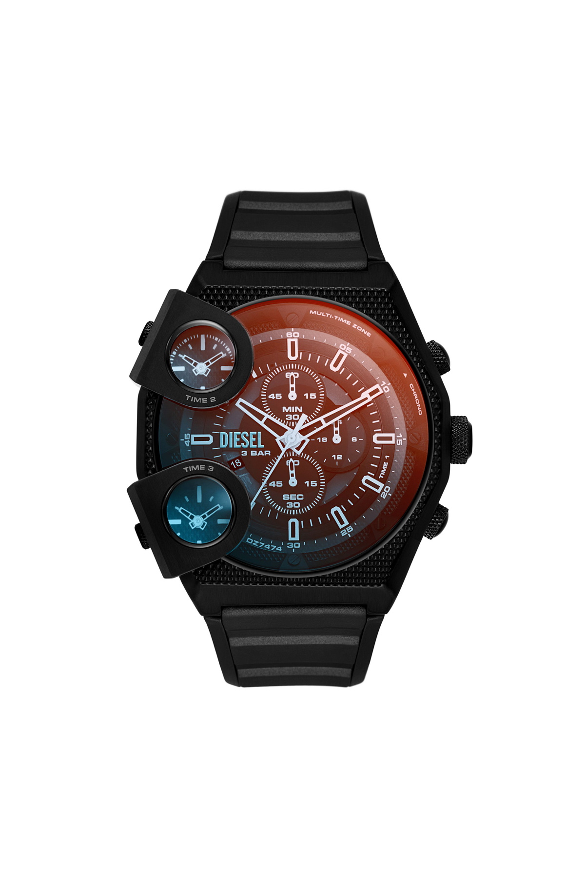 Diesel Sideshow Black Silicone Watch - Timeframes Mens in Black Diesel