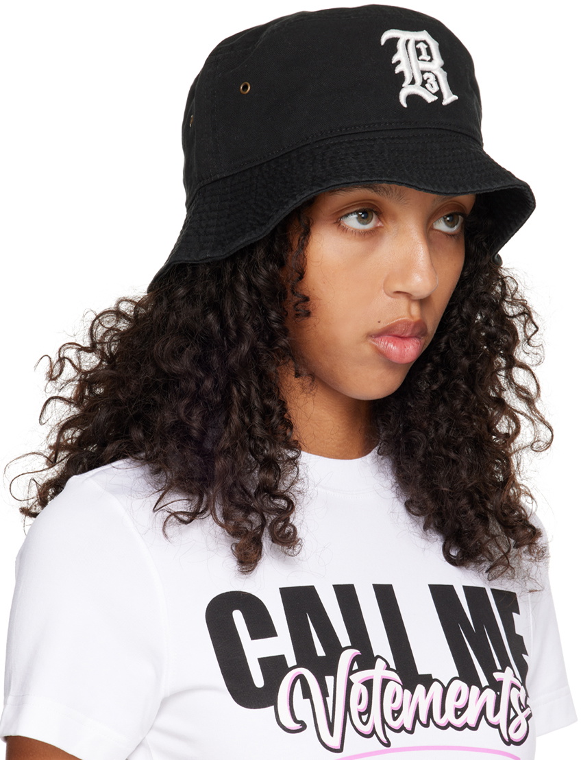 R13 Black Embroidered Bucket Hat R13