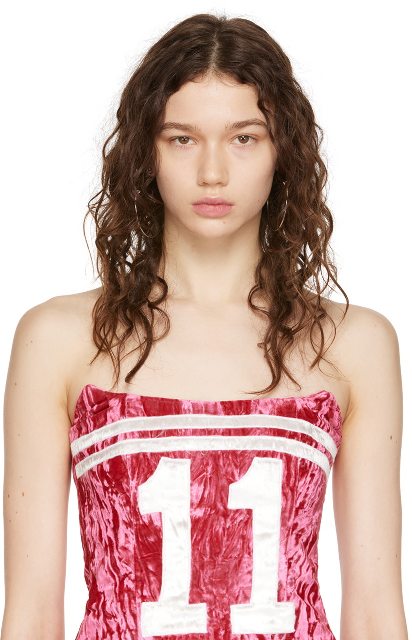 D'heygere Silver & Pink XL Solitaire Hoops D'heygere