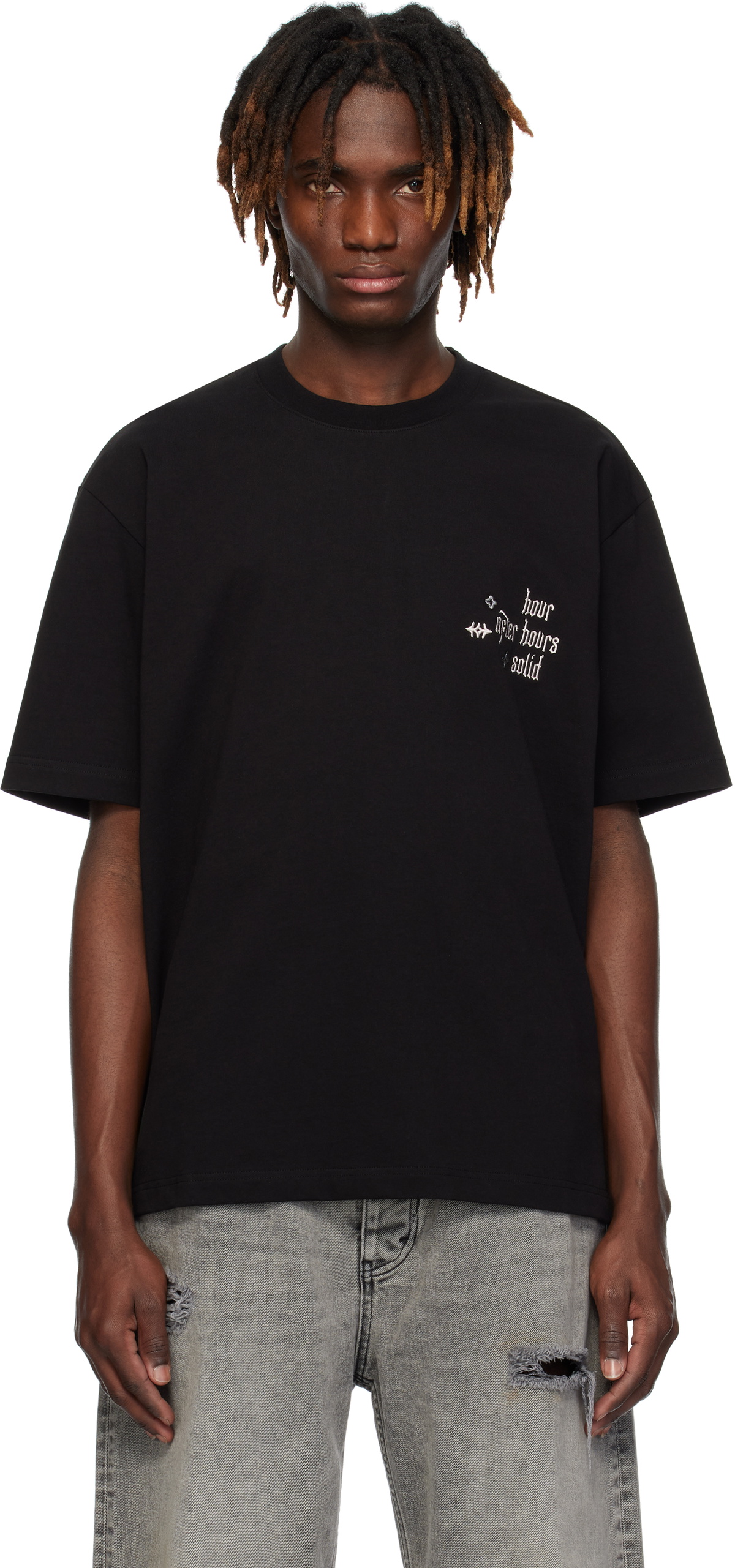 Solid Homme Black Embroidered T-shirt Solid Homme