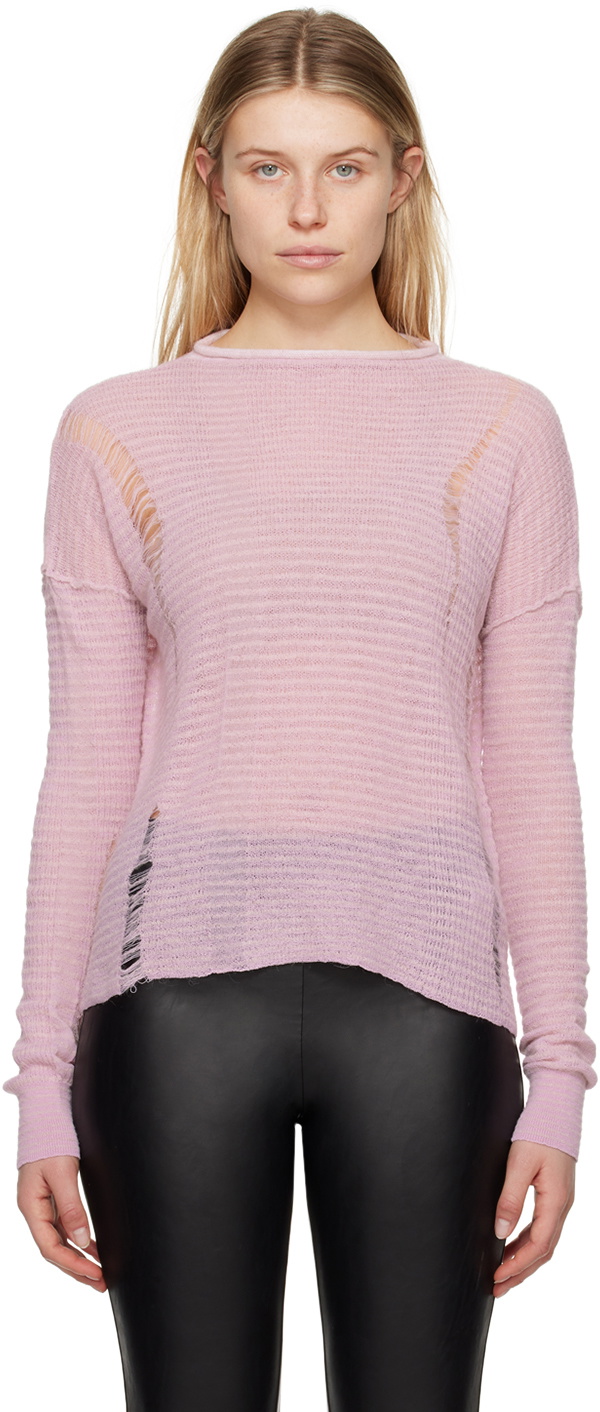 MM6 Maison Margiela Pink Distressed Sweater MM6 Maison Margiela