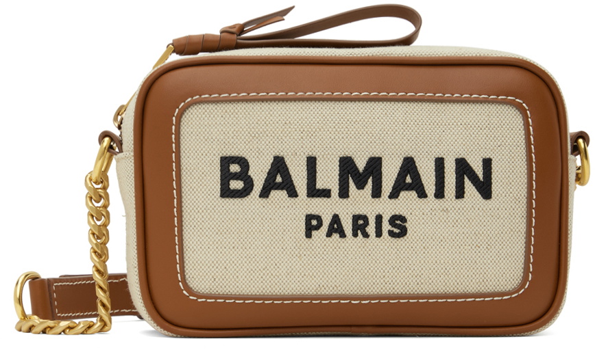 Balmain Beige B-Army Canvas & Leather Bag Balmain