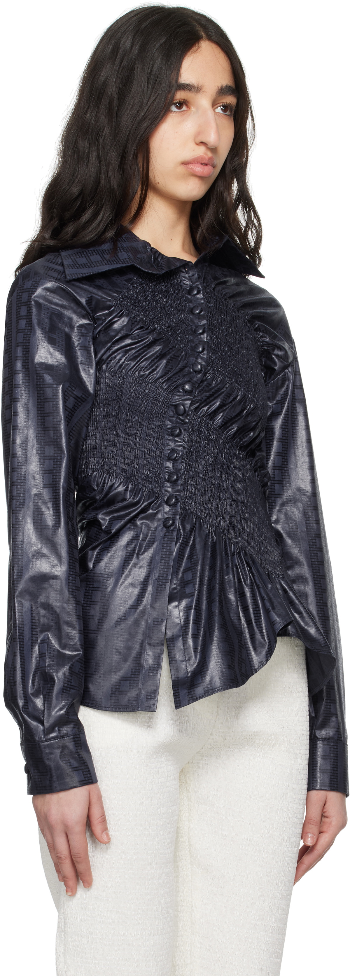 SUPER YAYA Navy Twist Shirt SUPER YAYA