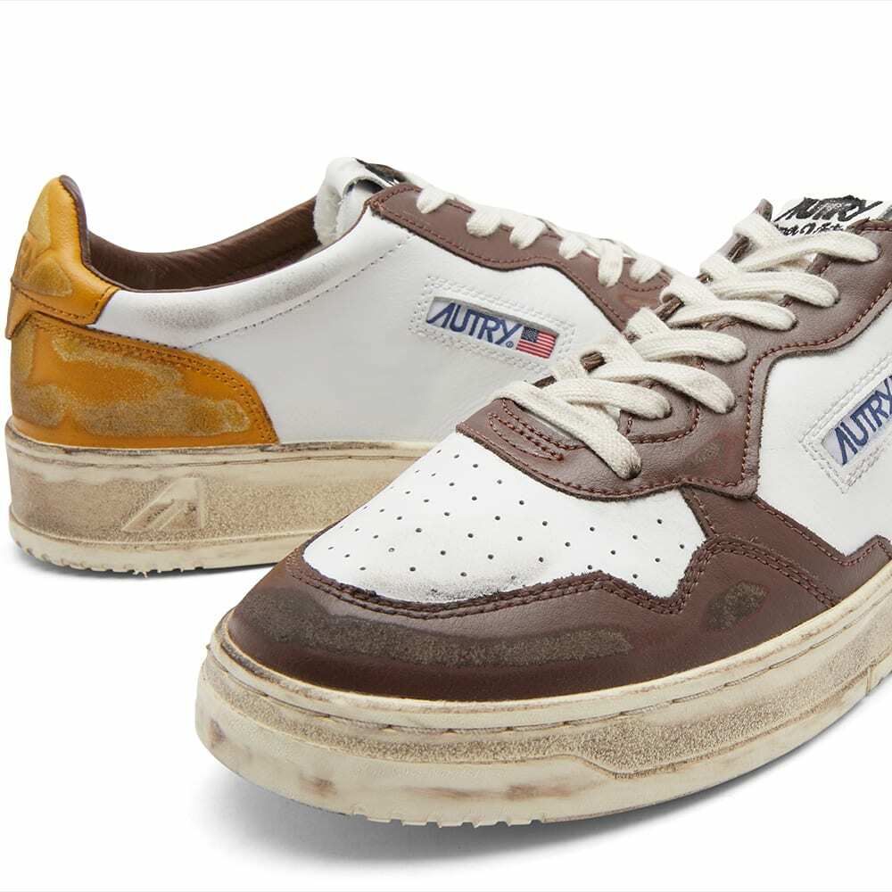 Autry Men's Super Vintage Low Sneakers in White/Brown Autry