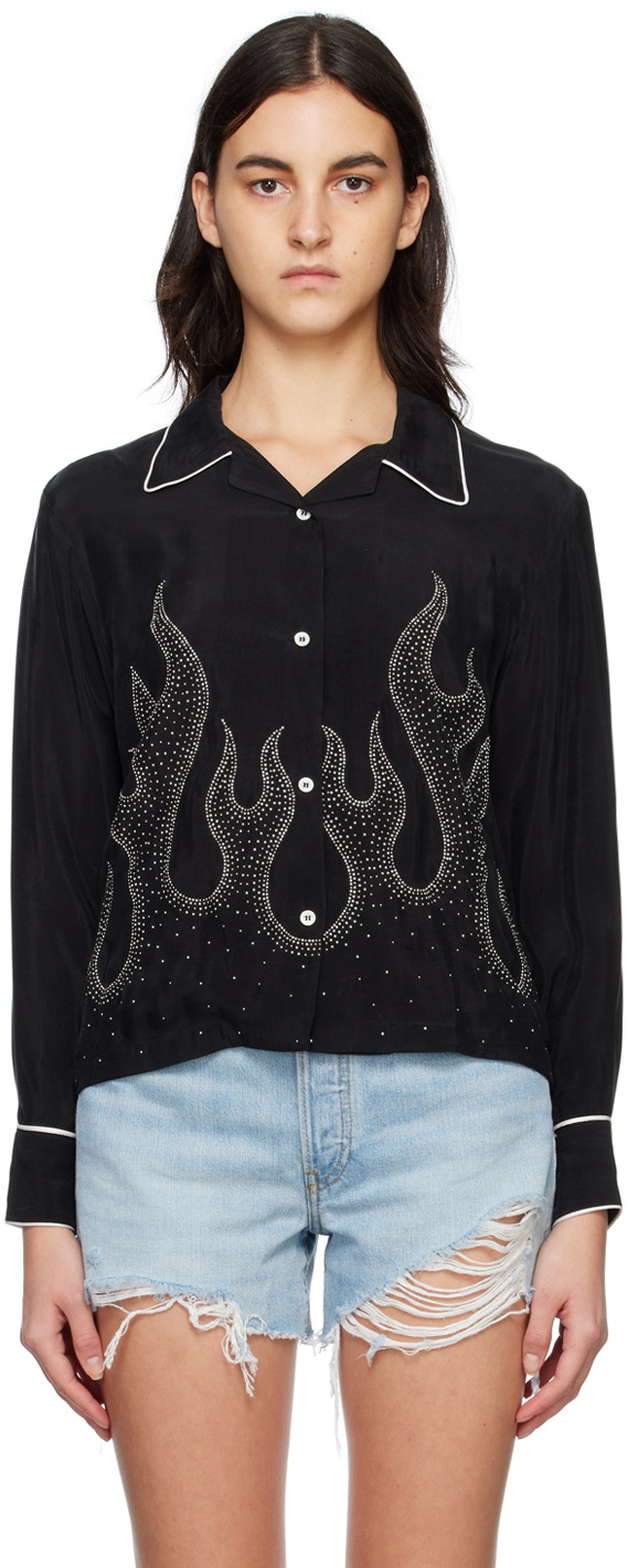 Palm Angels Black Studded Shirt Palm Angels