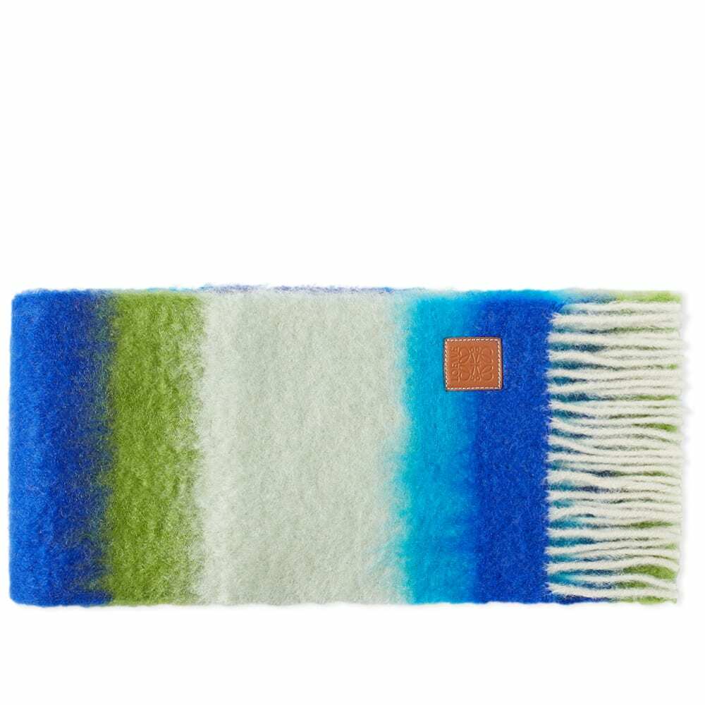 Loewe Men's Mohair Stripe Scarf in Dark Blue/Multi Loewe