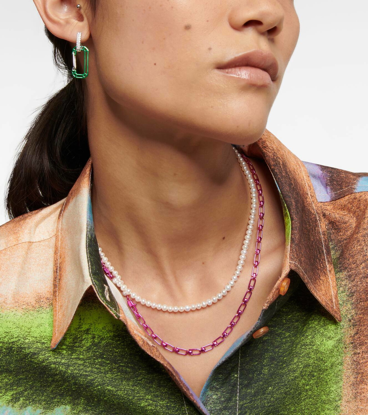 Eéra Double Reine sterling silver and pearl necklace EÉRA