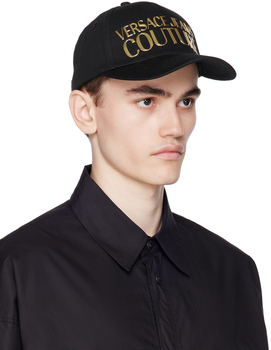 Versace Jeans Couture Black Logo Appliqué Cap Versace