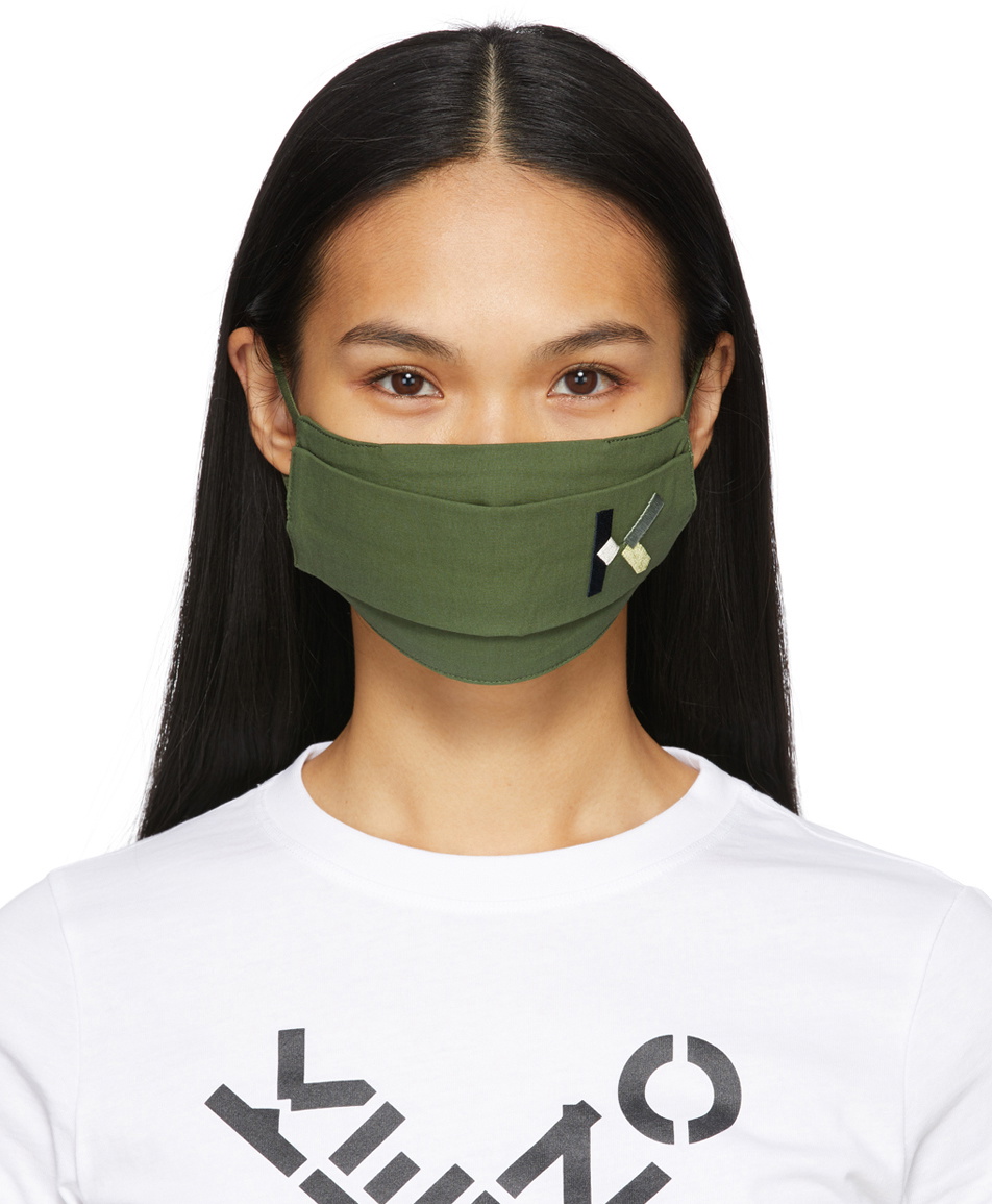 Kenzo Three-Pack Multicolor Embroidered Logo Face Masks Kenzo