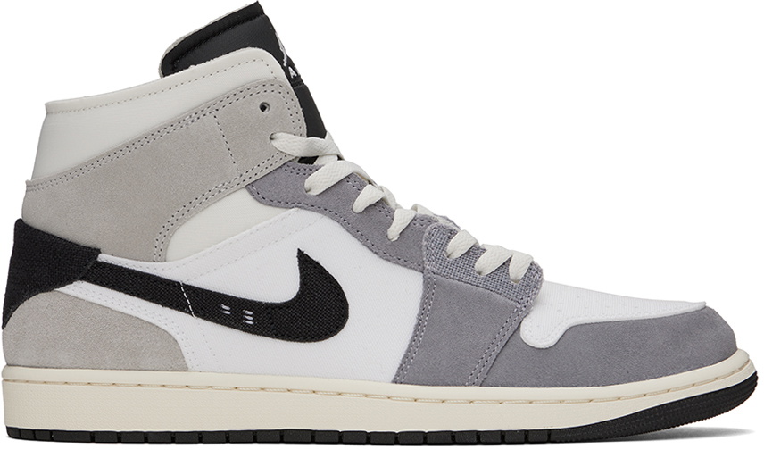 Nike Jordan White & Gray Air Jordan 1 Mid Craft Sneakers Nike Jordan Brand