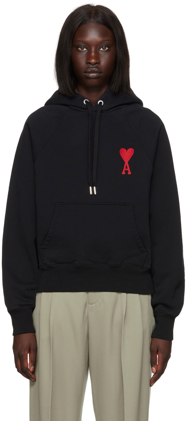 AMI Paris SSENSE Exclusive Black Ami de Cœur Hoodie AMI