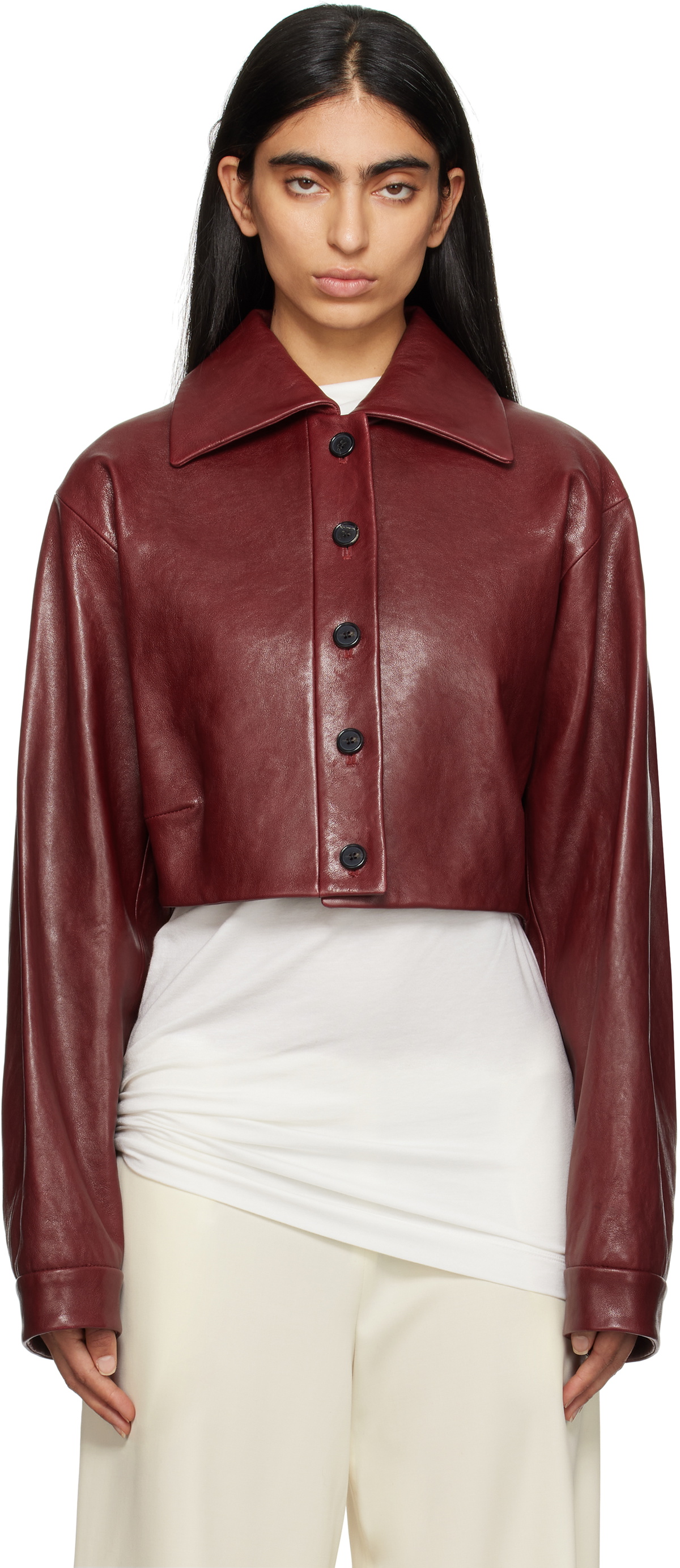 KHAITE Red Sue Leather Jacket Khaite