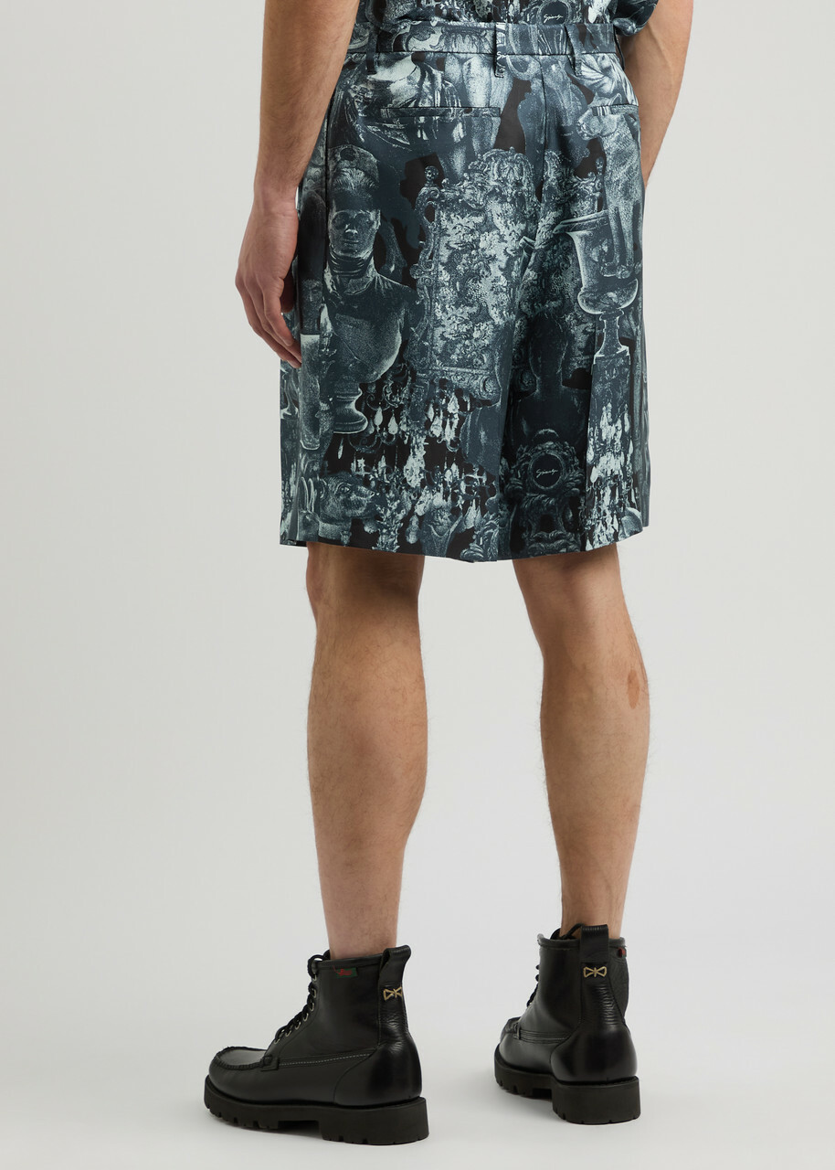 Givenchy Printed Silk-twill Shorts Black Givenchy