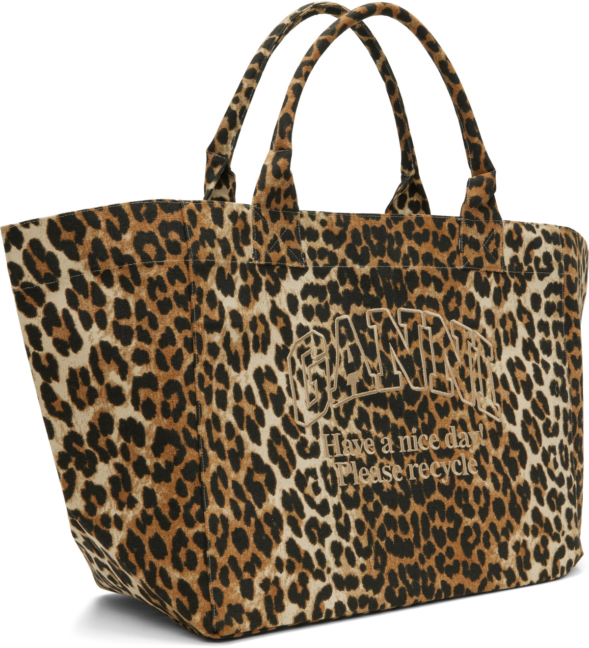 GANNI Beige & Black Leopard Print XXL Tote GANNI